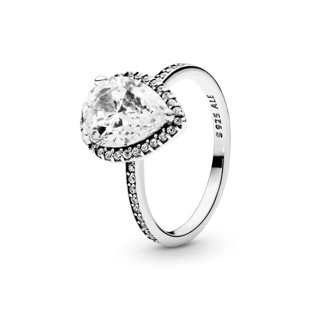 Anillo con halo brillante en forma de gota|Pandora - Joyas Pandora ...