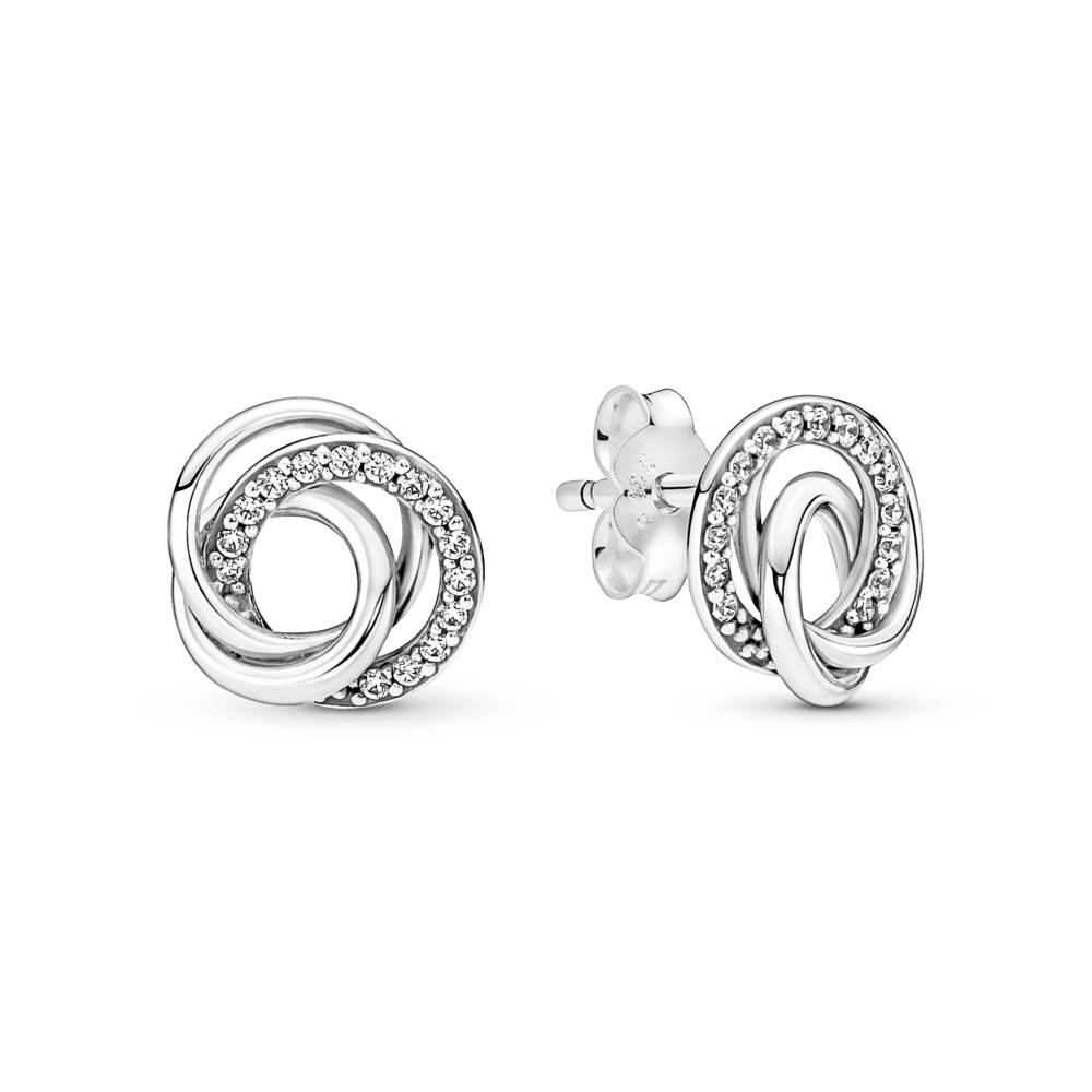 Aretes De Botón Círculos Entrelazados Familia Por Siempre|Pandora ...