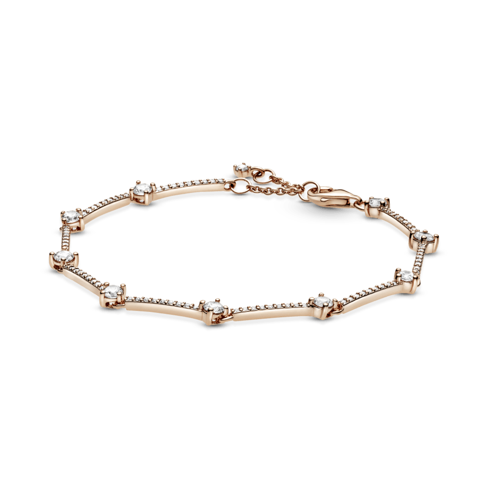 Brazalete Recubrimiento en Oro Rosa de 14k de barras con pavé brillante ...