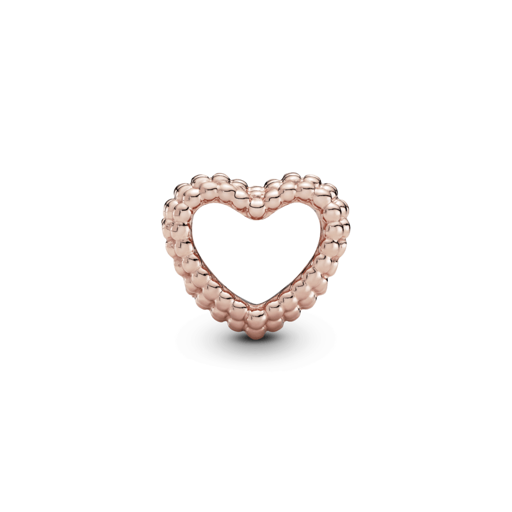Charm corazón abierto con cuentas Recubrimiento en Oro Rosa de 14k ...