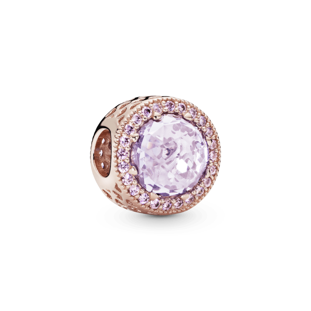 Charm Lavanda resplandeciente Recubrimiento en Oro Rosa de 14k|Pandora ...