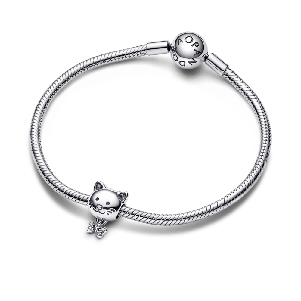 Charm Gato mascota y moño Pandora Plata Esterlina|Pandora - Pandora ...