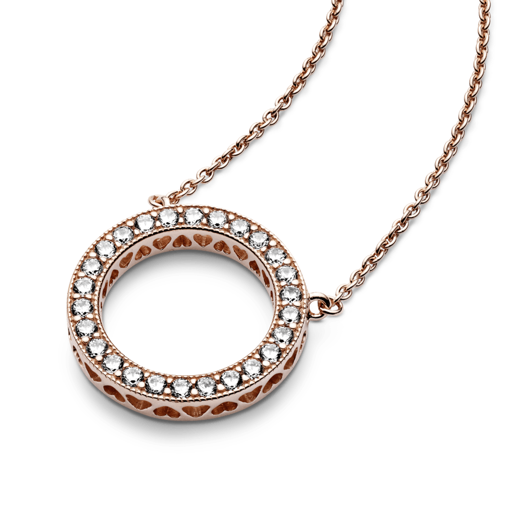 Collar Círculo De Brillo Recubrimiento En Oro Rosa De 14k Pandora