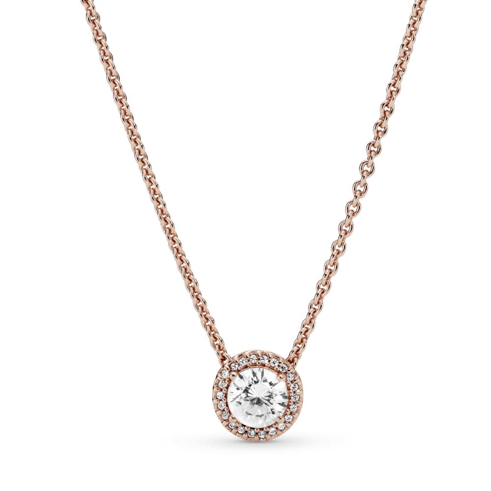Collar con halo redondo brillante Recubrimiento en Oro Rosa de 14k ...