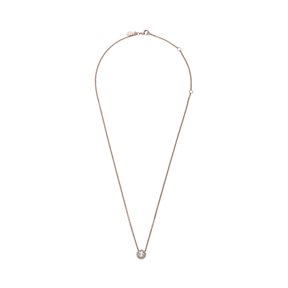 Collar Con Halo Redondo Brillante Recubrimiento En Oro Rosa De 14k