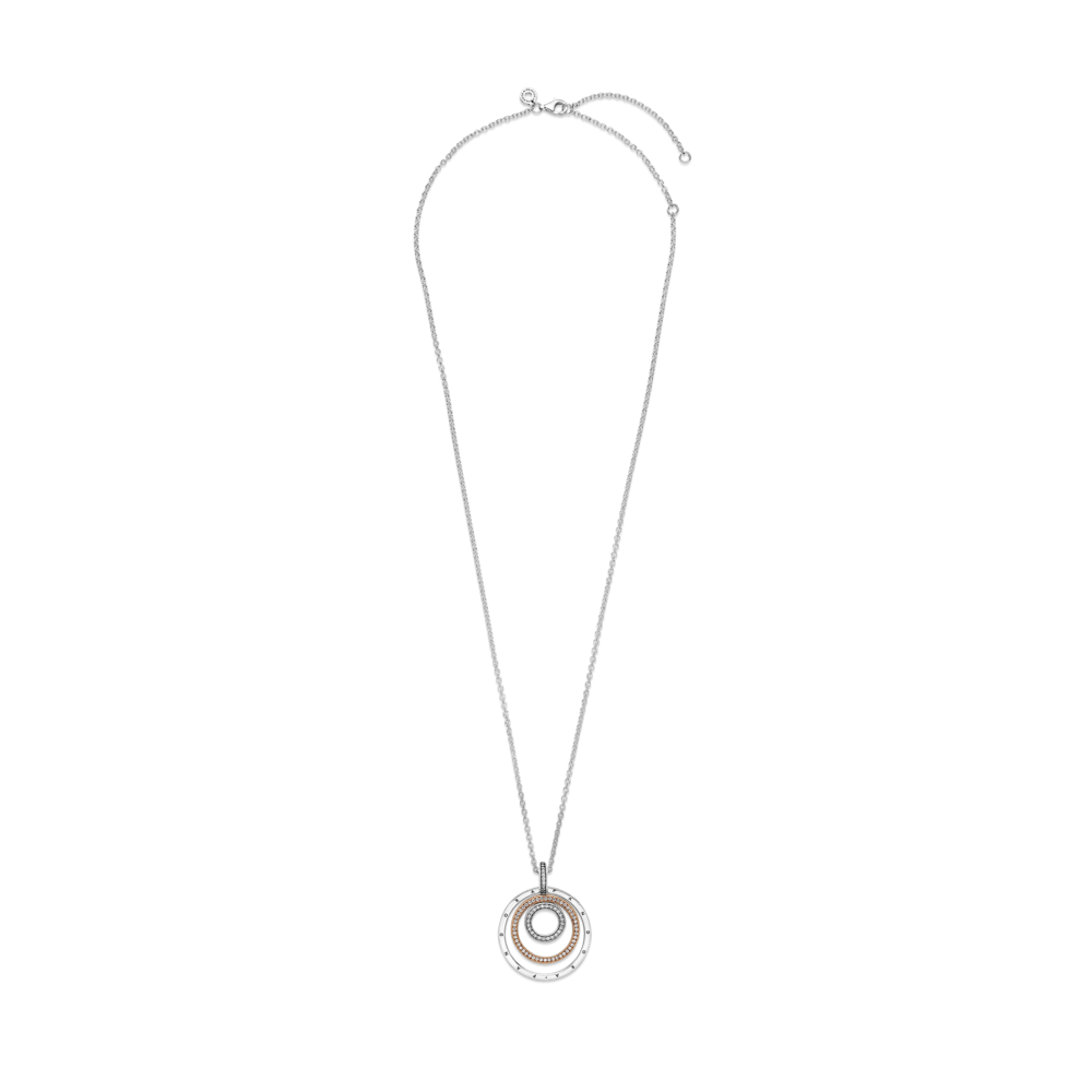 Collar Y Pendiente Círculos De Dos Tonos en Recubrimiento en Oro Rosa ...