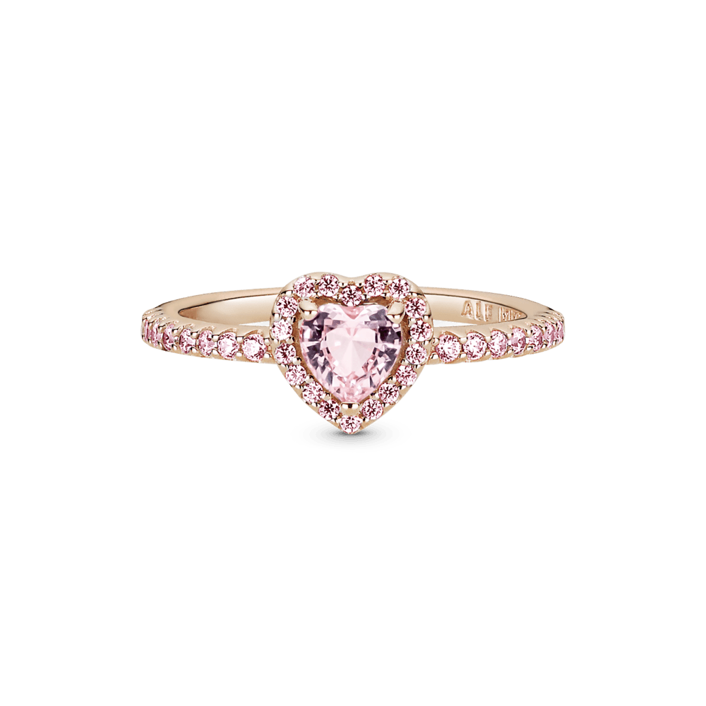 Anillo Con Un Recubrimiento En Oro Rosa De 14k Corazón Brillante Rosa ...