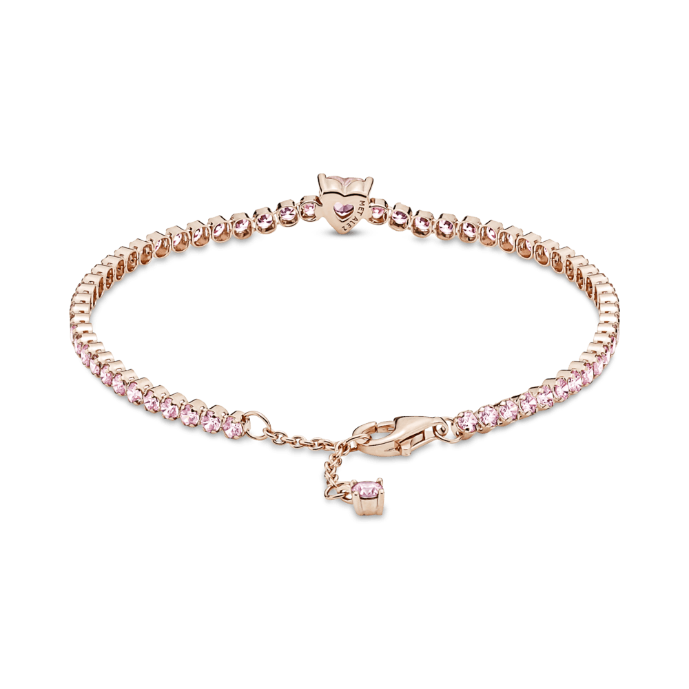 Brazalete En Plata De Ley Corazón Brillante Recubrimiento en Oro Rosa ...