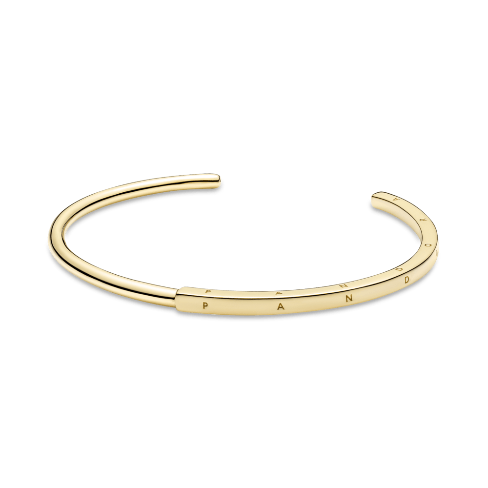 Brazalete Rígido I-D Pandora Signature Recubrimiento en Oro de 14k ...