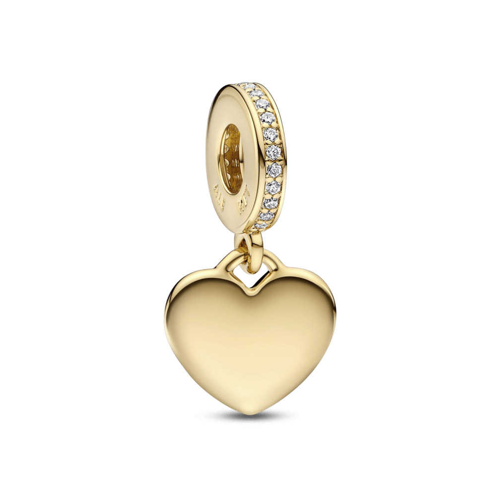 Charm colgante Corazón grabable Recubrimiento en Oro de 14k|Pandora ...