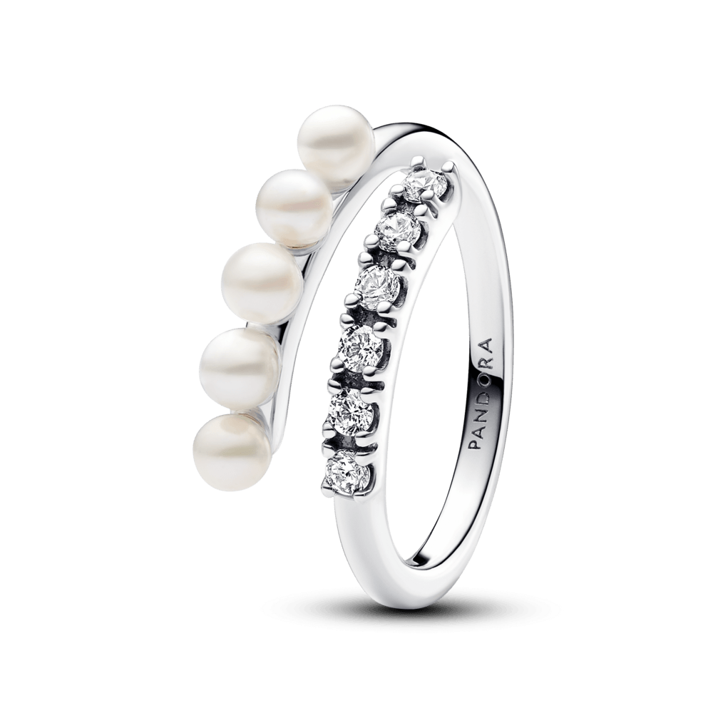 Anillo Abierto Perlas Cultivadas de Agua Dulce Tratadas y Pavé|Pandora ...