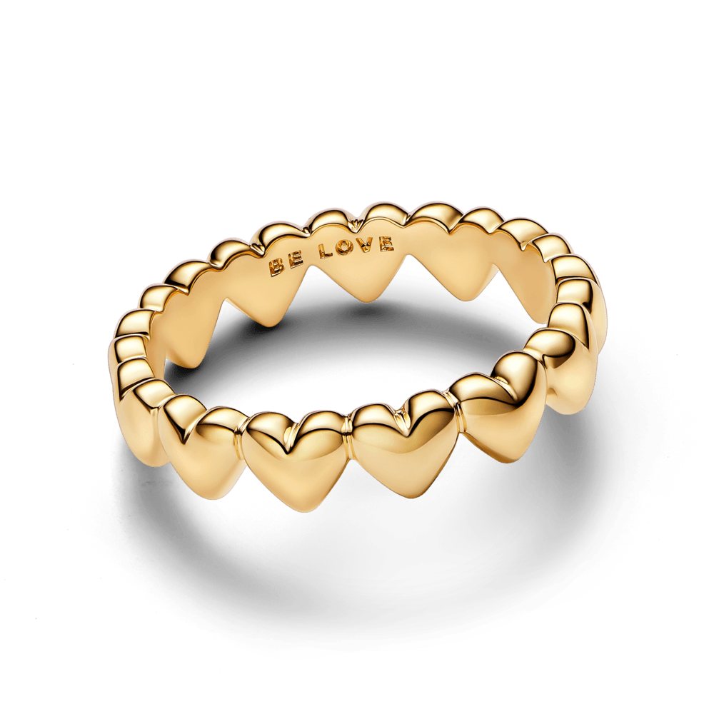 Anillo Fila de Corazones Dorado|Pandora - PANDORA | Cyber Week 2025 ...