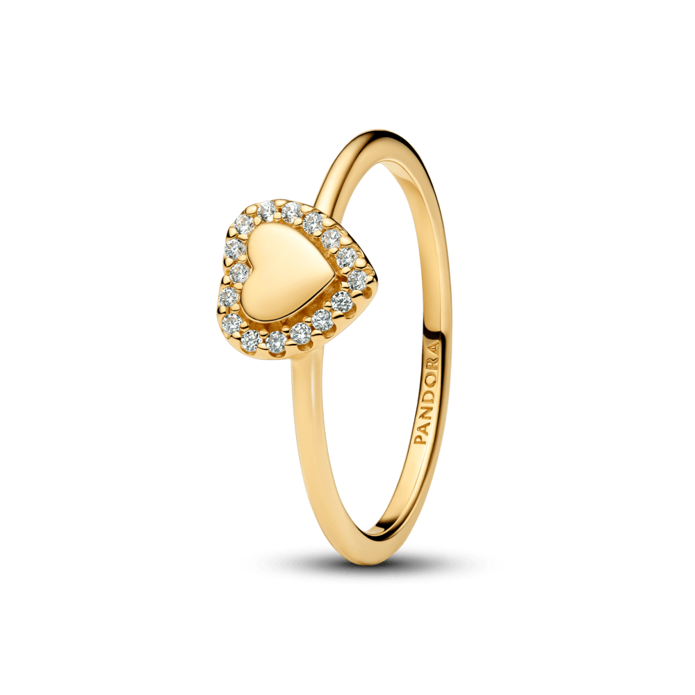 Anillo Halo y Corazón Grabable Dorado|Pandora - Joyas Pandora | Pandora ...